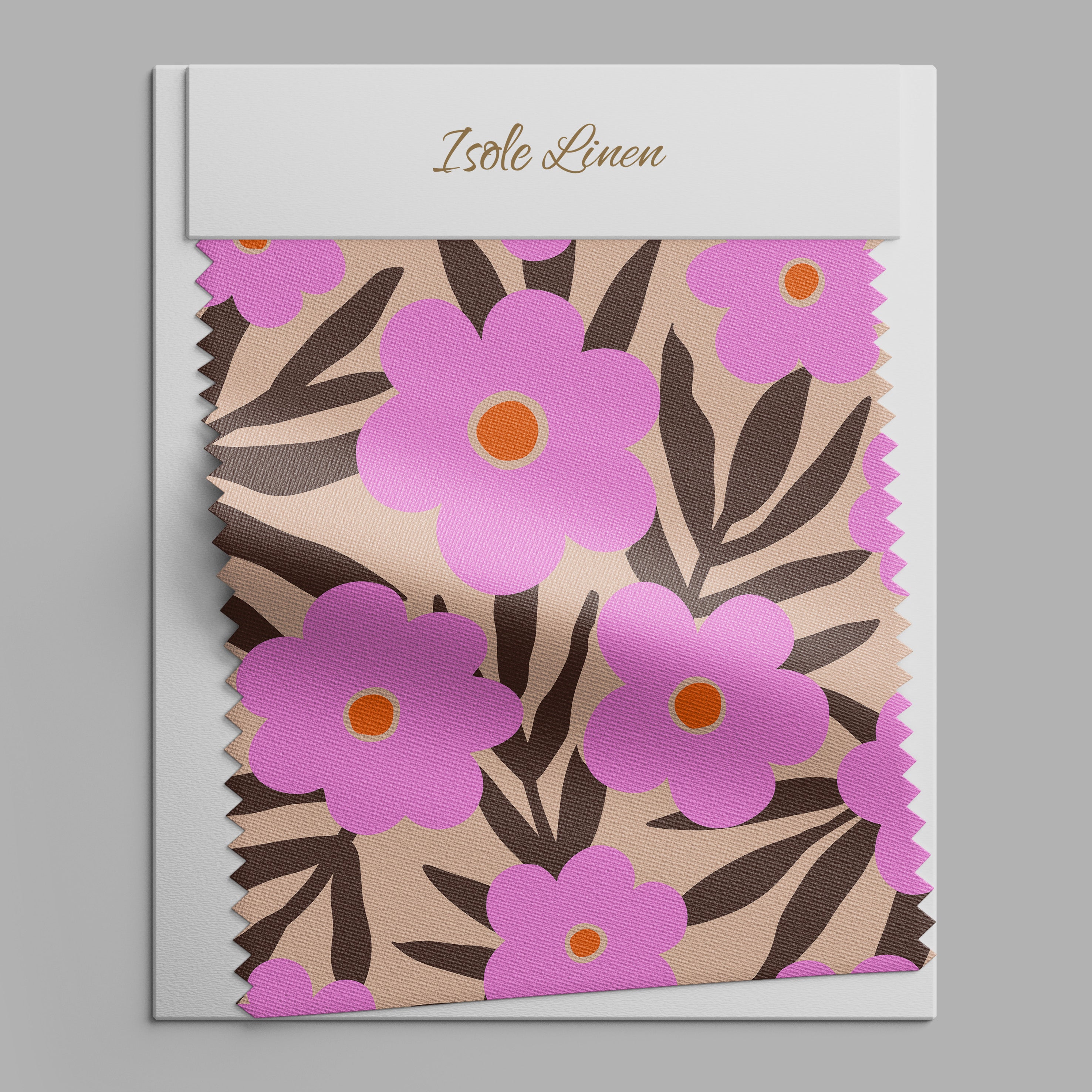 Retro Floral Print Linen By The Yard or Meter, Retro Funky Flowers Pri ...